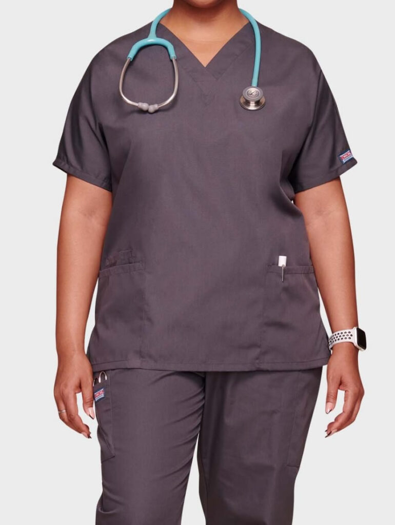 V-Neck Soft Grey Medical Scrub – Outstanding Superior Brands – Staff ...